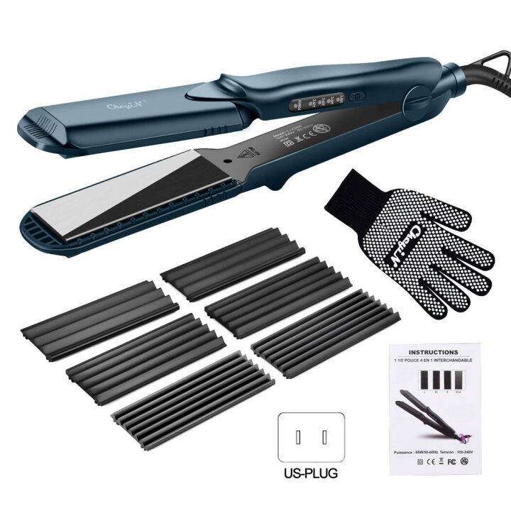 CkeyiN 4 In1 Interchangeable Flat Iron Professional Hair Straightener ...