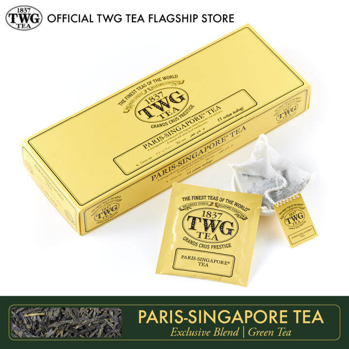 TWG Tea Paris Singapore Tea Green Tea Blend Cotton Teabag Box 15 Teabags / ชา ทีดับเบิ้ลยูจี ชา ...