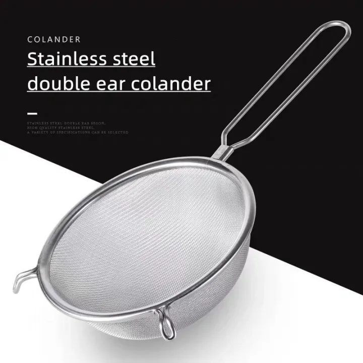 MAKAPAL STAINLESS STEEL STRAINER W/ PLASTIC HANDLE & HOOK FOOD STRAINER ...