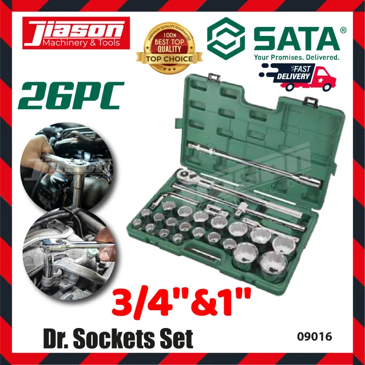 SATA 09016 26PCS 3/4" & 1" Heavy Duty Dr Sockets Set | Lazada
