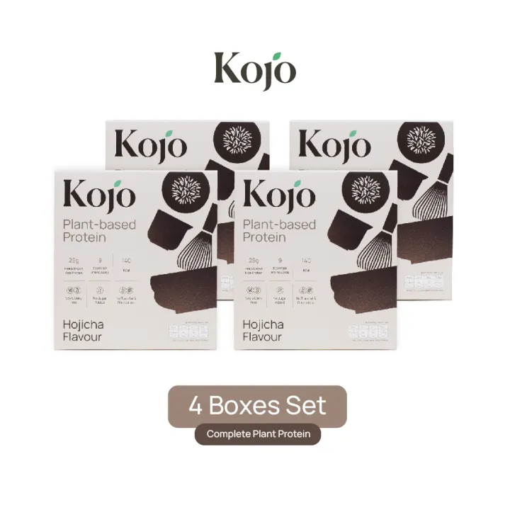 4 กล่อง: Kojo Plant Based Protein Hojicha Flavour โปรตีนจากพืช รสโฮจิฉะ ...