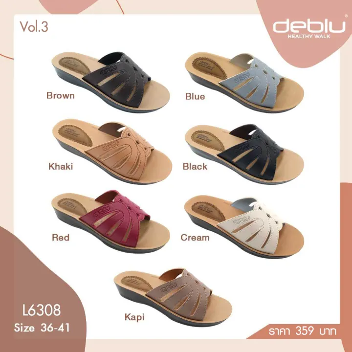 L6308 รองเท้าแตะ หญิง แบบสวม แบบหนีบ deblu เดอบลู นุ่มนิ่ม เพื่อสุขภาพ น้ำหนักเบา ของแท้ 100% ...
