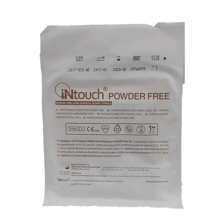 INTOUCH STERILE LATEX SURGICAL GLOVES POWDER FREE SIZE 7.5 1PAIR | Lazada