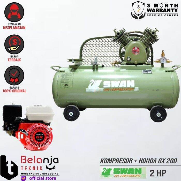 Swan Mesin Kompresor Angin 2 Hp Honda Gx 160 6.5 Hp Air Compressor 2hp ...