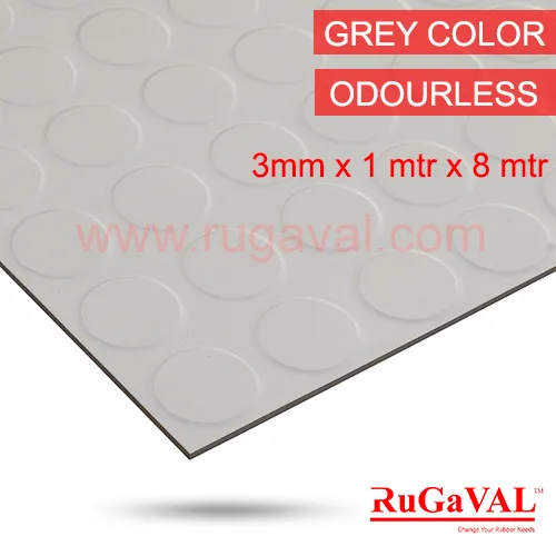 Round Stud Rubber Mat Grey Color I 3mm(Thick)x1meter(Width)x8meter(L) I ...