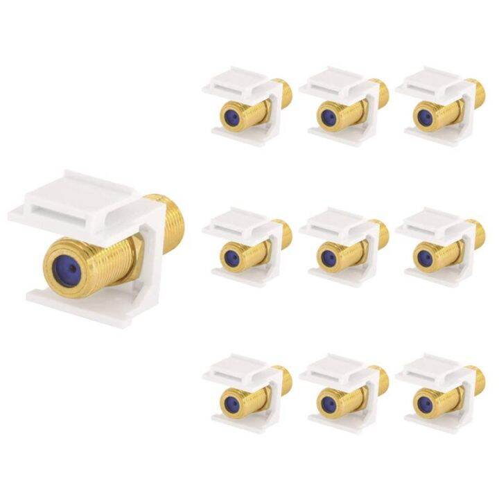 10-Pack RG6 Keystone Jack Insert, Coaxial Cable Connector F-Type RG6 ...