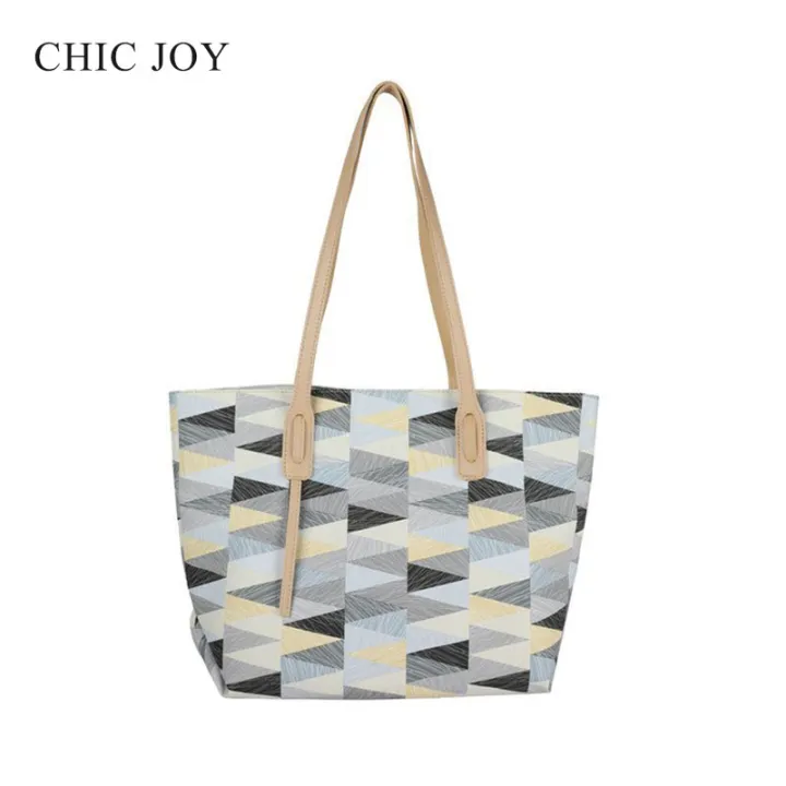 Cjoy กระเป๋าโท้ท กระเป๋าโท้ท ไหล่สีเสื้อผ้าลำลอง กระเป๋าสะพายกระเป๋าถือเป้ | Lazada.co.th