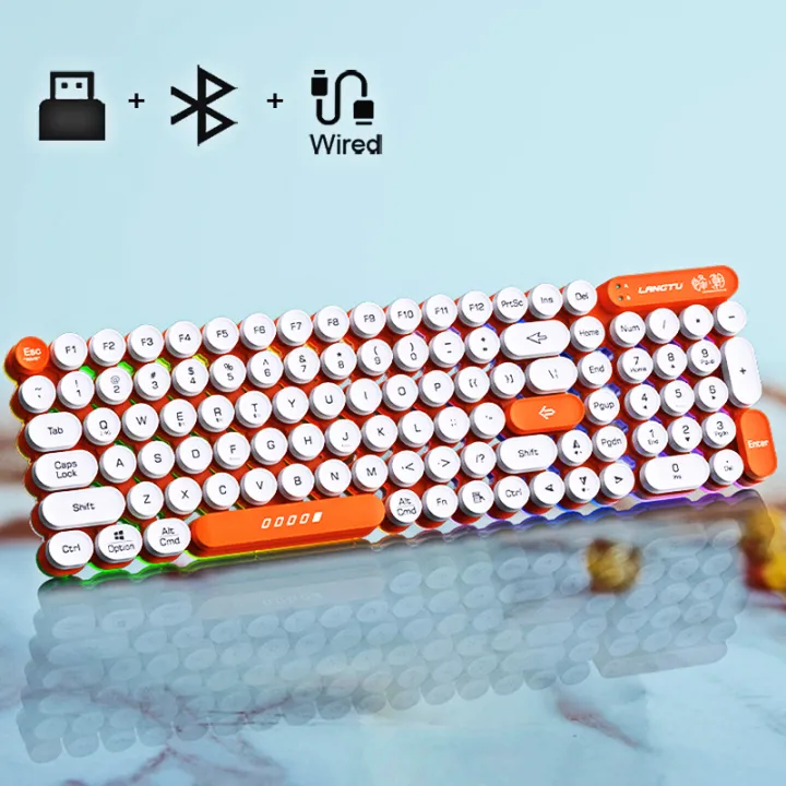 พังก์ Recargeable ไร้สายบลูทูธคีย์บอร์ด RGB แสงไฟโหมดคู่ใบ้คีย์บอร์ดเกม ...