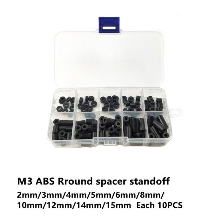 M3 Black White Round Nylon Spacer Motherboard PCB ABS Plastic Standoff ...