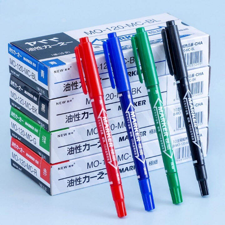 Waterproof Double Headed Permanent Marking Pen Oily Permanent Dual Tip ...