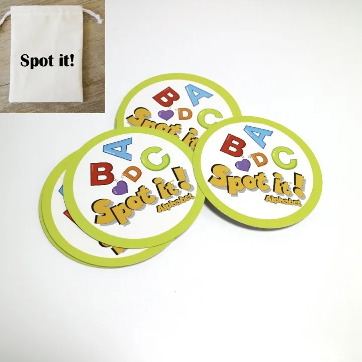 Spot it Alphabet board game quality paper with 1 Small Cotton Pouch ...