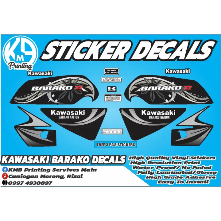 Magazine Sticker Kawasaki Barako 2 Black with Cowling Sticker Decals ...