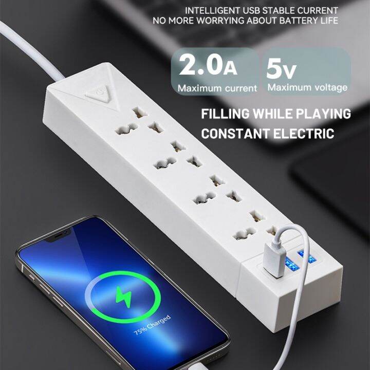 Power Strip Universal Socket Outlet 4 Sockets 3 USB Ports USB Extension ...