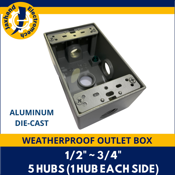 Weatherproof Outlet Box 5 Hubs, ( 1 Hub in each Side) Aluminum Die Cast ...