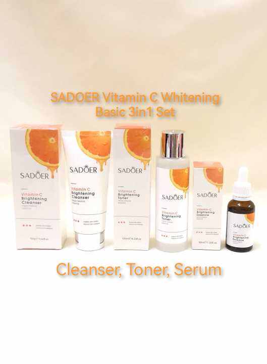 SADOER Vitamin C Whitening Skincare Set (3in1) (Facial Cleanser, Facial Toner, Facial Serum ...