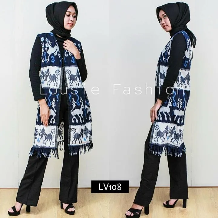 Outer Tenun ikat jepara original long vest baju wanita rompi panjang ...