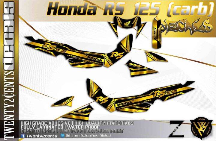 High-Quality Decals and Stickers for Honda RS 125 carb type (lines ...