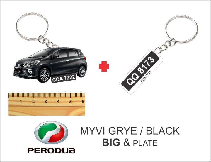 perodua Myvi grey / black keychain 2d | Lazada