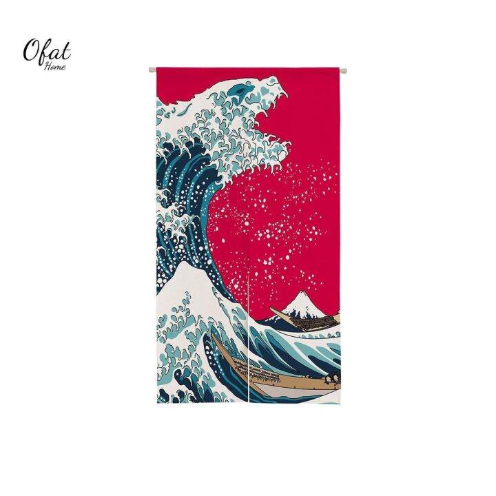 Ofat Home Japanese Noren Monster Godzilla The Great Wave Artistic ...