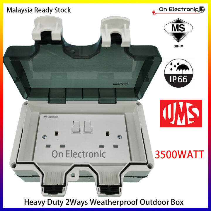 HEAVY DUTY 2Gang Weatherproof/Waterproof Outdoor Box IP66 MAX POWER ...