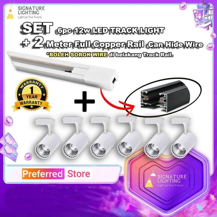 Set Led Track light With 2 Meter Rail Track Full Copper ( Can Hide Wire ...