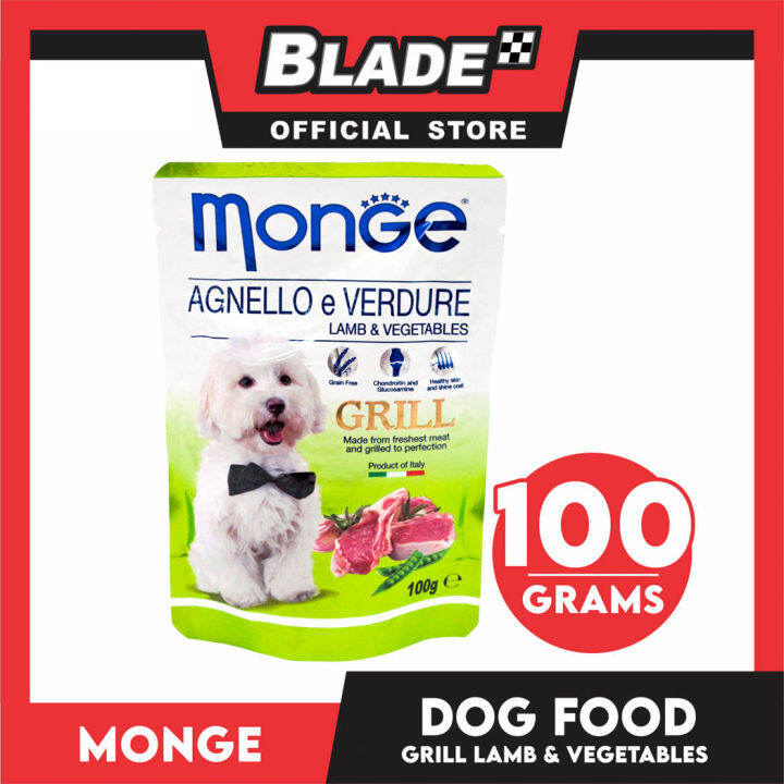 Monge Pouch Grill Chunkies Dog Food 100g (Lamb And Vegetables) Grain ...