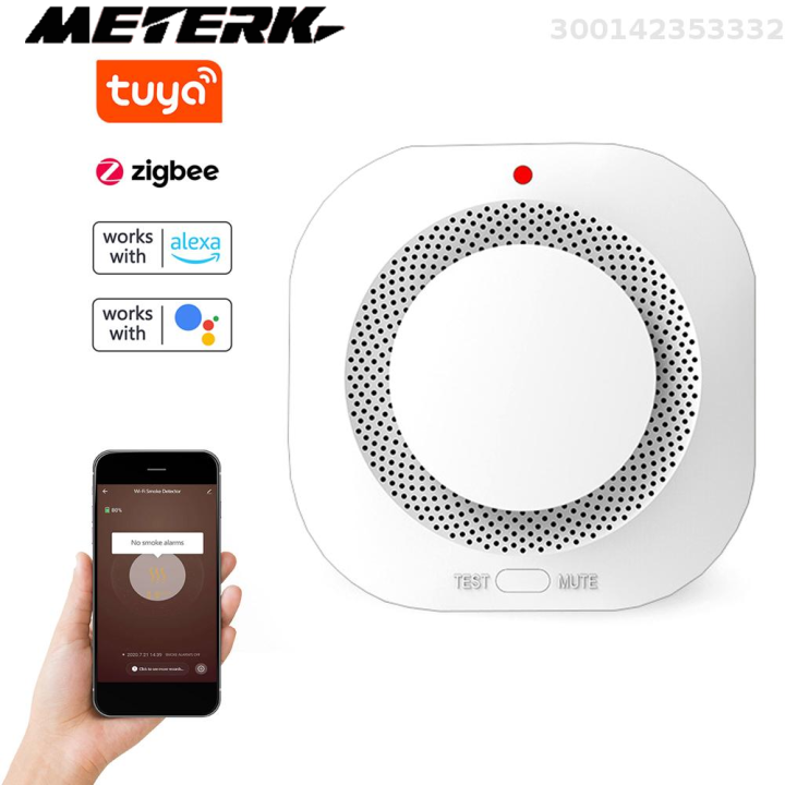 Meterk Tuya Zigbee Intelligent Wireless Smoke Detection Device 360 ° Induction Home Smoke Alert ...