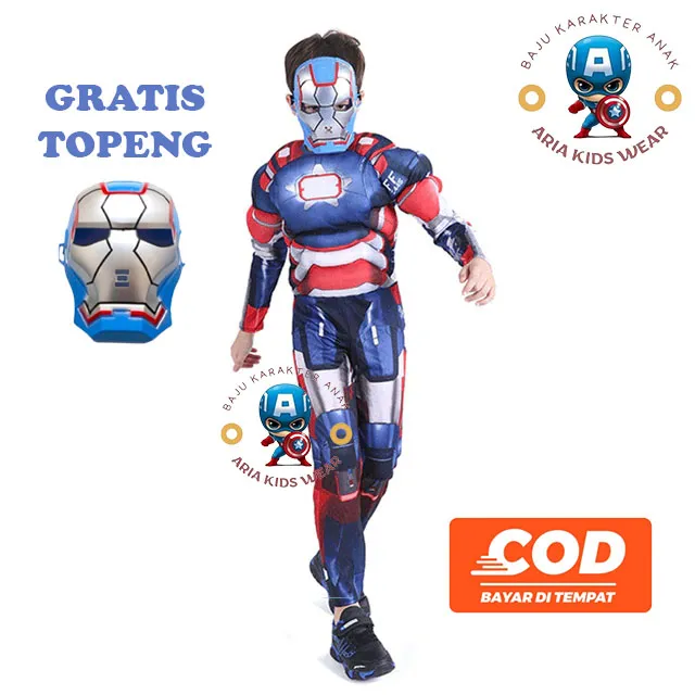 Baju Setelan Superhero Avengers Gambar Iron Man Machine Anak Laki Laki ...
