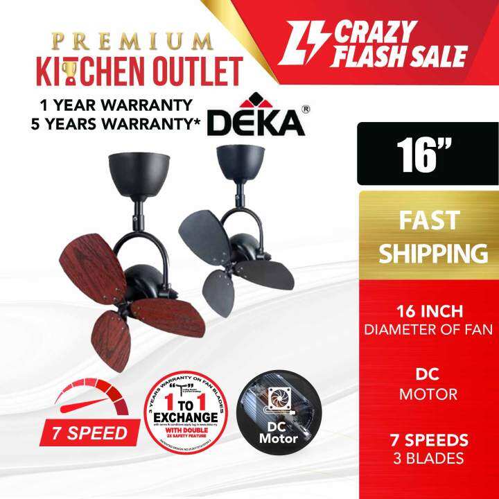 Deka 16 Inch 3 Blades Dc Motor 7 Speeds Black And Wooden Ceiling And ...