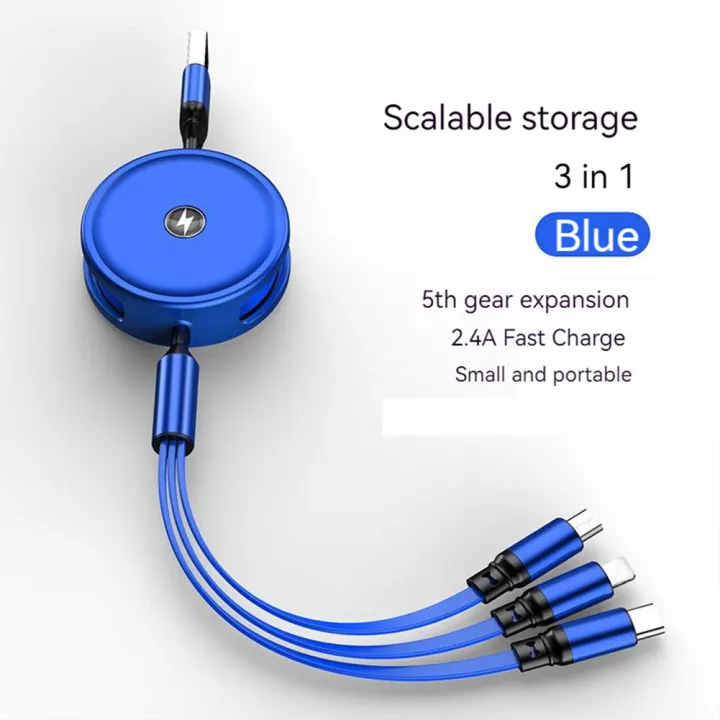 3 In 1 Fast Charging Cable Multi Port 3a Fast Charge Data Cable ...