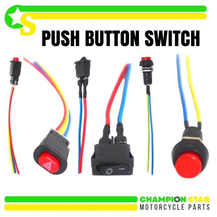 MOTORCYCLE PARTS PUSH BUTTON SWITCH W/WIRES HAZARD,ON&OFF,HORN | Lazada PH