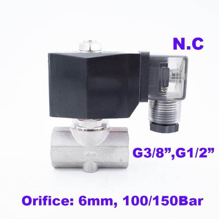 GOGO 100Bar 150Bar GSPG-06 2 Way Water High Pressure Solenoid Valve 3/8" 1/2" 220V 24V Orifice ...