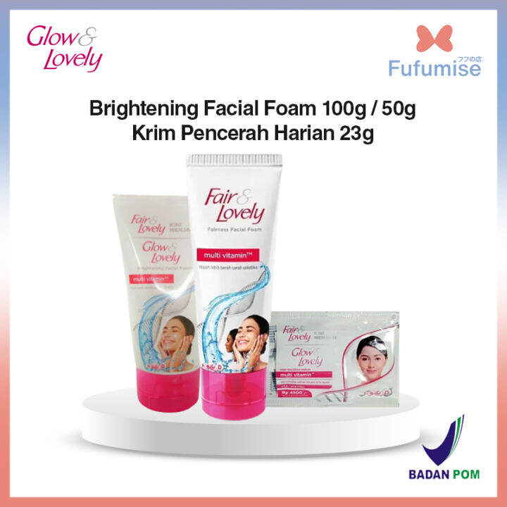 FAIR & LOVELY GLOW & LOVELY Brightening Facial Foam 100g | 50g | Krim ...