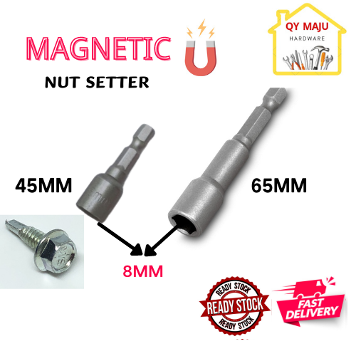 Magnetic Nut Setter Drill Hex Nut Setter Kunci Screw Bumbung Atap 8mm ...