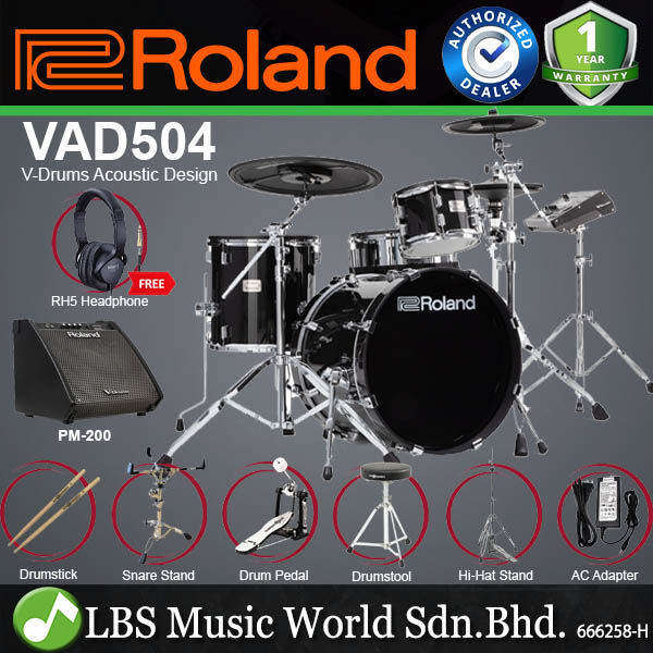 Roland VAD504 V-Drums 4 Piece Wood Shell Electronic Drum Kit - Generation 2 (VAD 504) | Lazada