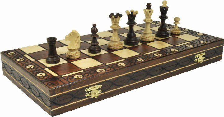 Wegiel Brown Senator Wooden Chess Set - Weighted Chessmen 16 x 16 ...