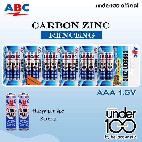 Baterai ABC Biru AAA 1.5V Renceng harga per 2 pc Baterai Carbon Zinc ...