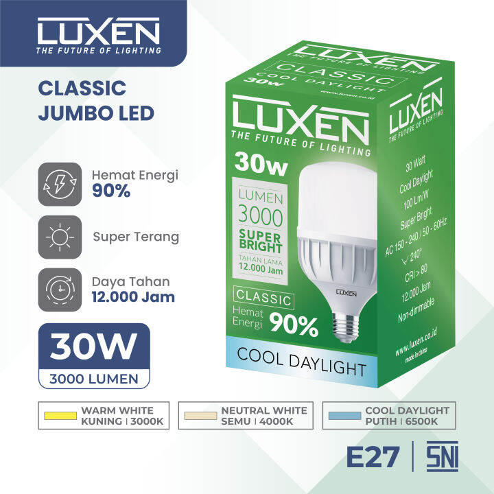 Luxen Classic Jumbo LED Bulb Capsule Series 30 Watt | Lazada Indonesia