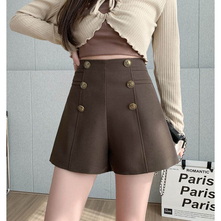 SK7313 -M'SIA Ready Stock Women Short Pants Casual Pants 双排扣高腰西装短裤 | Lazada