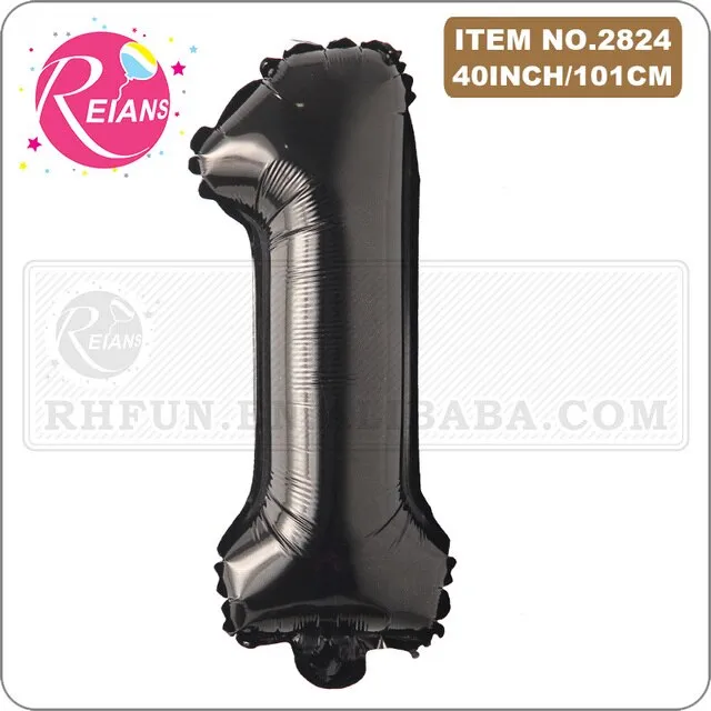 40 Inch Black Large Letter Numbers Figure Balloons 0-9 Foil Mylar Big Number Balloons For ...