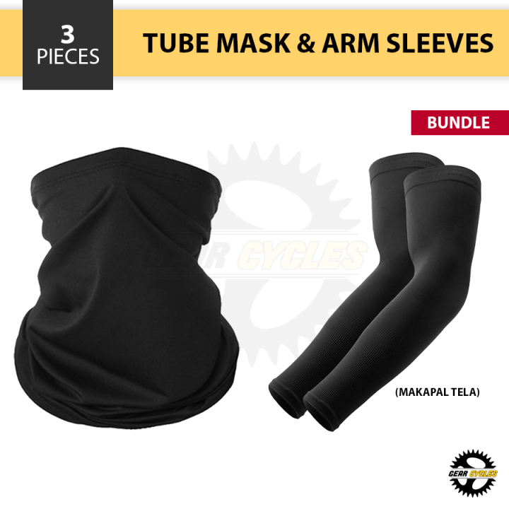 (BUNDLE) Tubemask Face Cover Arm Sleeves Arm Guard Warmer Mountain Road ...