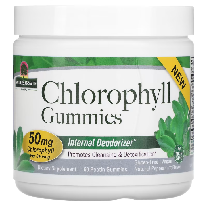 Nature's Answer Chlorophyll Gummies Natural Peppermint 25 mg 60 Pectin ...