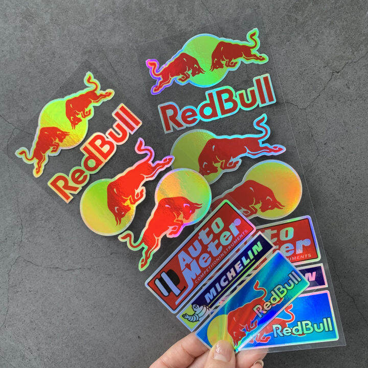 Red-bull Refelctive Sticker Laser Helmet Autometer Decals Motorcycle ...