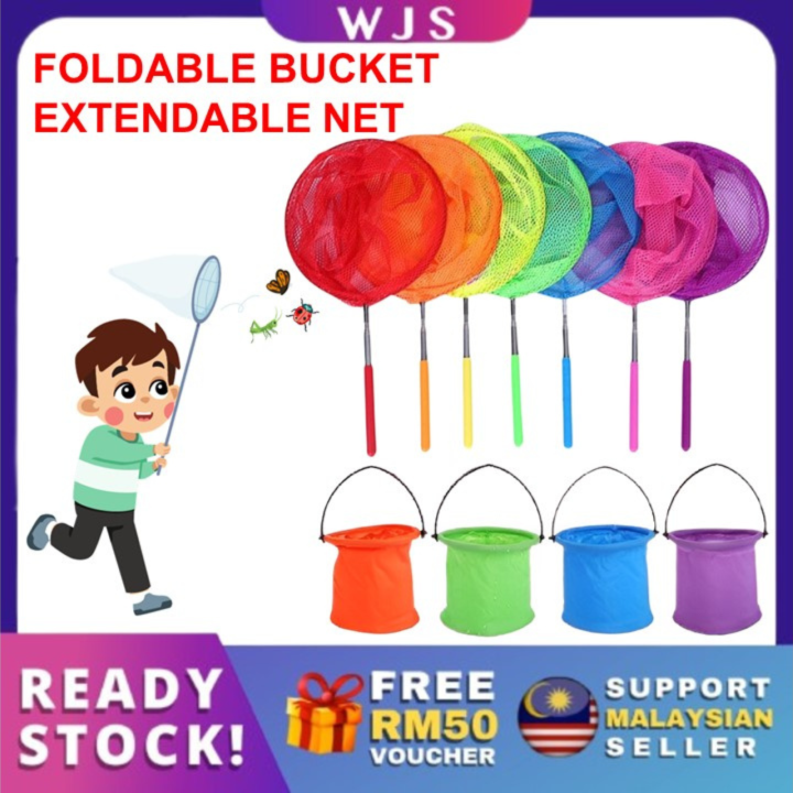 (EXTENDABLE NET) WJS Fishing Net Foldable Bucket Water Bucket Butterfly ...