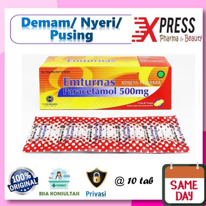 ⚡XPRESS⚡ Emturnas 500mg STRIP Tablet Obat Demam Nyeri Pusing ...