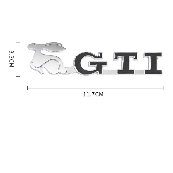 3D Metal Rabbit GTI Logo Car Rear Back Trunk Sticker For Volkswagen VW ...