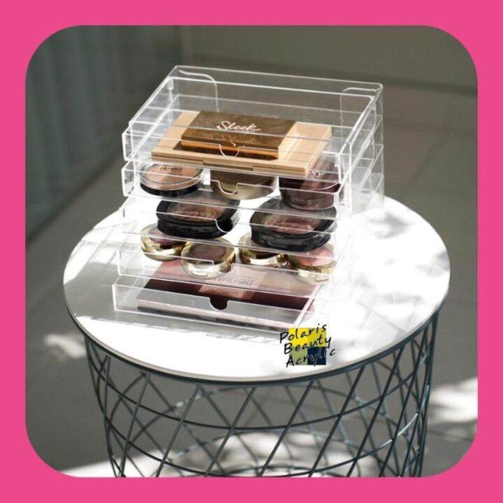 RAK KOSMETIK ACRYLIC-TEMPAT MAKEUP AKRILIK-BEAUTY CASE AKRILIK-5DCLEAR ...