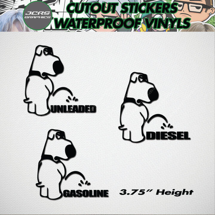 Gas Tank Cover Sticker Dog Design - Unleaded Gasoline Diesel Cutout ...