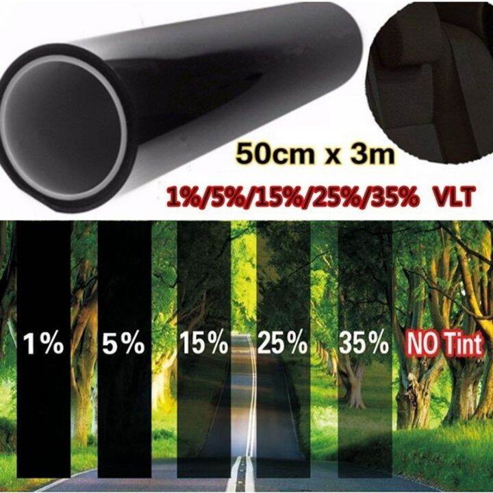 ☛Black Car Window Tint Film Reduce Sun Glare Universal Fit 3m x 50cm ...