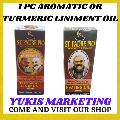AUTHENTIC PADRE PIO AROMATIC OR TURMERIC LINIMENT HEALING OIL IN A BOX ...